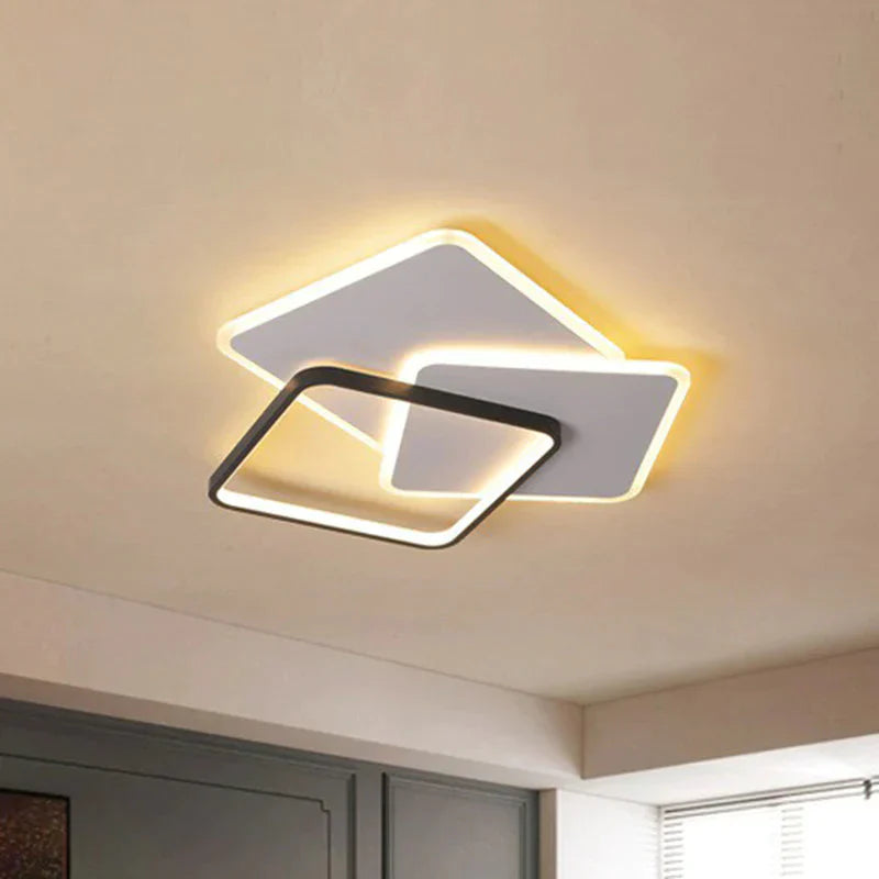 Square Frame LED Flush Mount Ceiling Light in Black | Dragonfly Decor