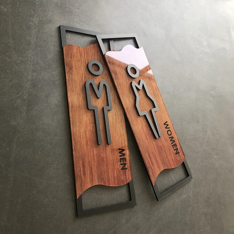Imitation Wood Toilet Sign Bedroom Bathroom Door Signs House Number ...