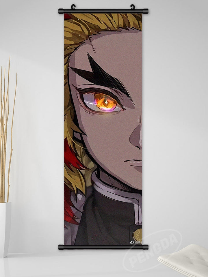 Demon Slayer Anime Scroll Art - Rengoku Kyoujurou Canvas Poster for ...