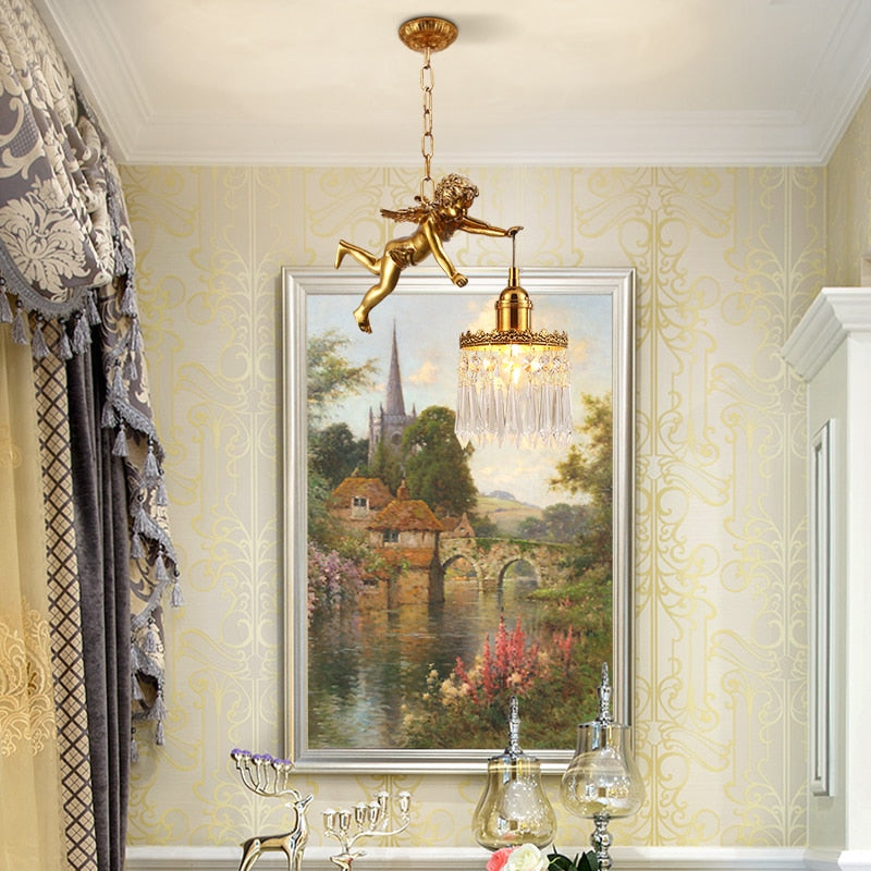 Celeste - European Cupid Hanging Single Lamp Small Crystal Bedside ...
