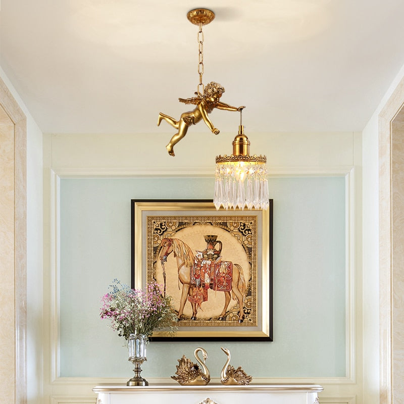 Celeste - European Cupid Hanging Single Lamp Small Crystal Bedside ...