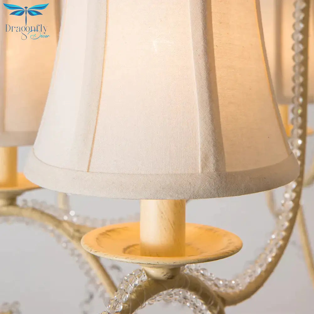 Empire Shade Bedroom Hanging Light Fixture Traditional Crystal Beaded 4 ...