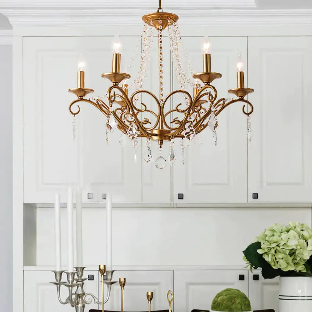 Modernism Sputnik Chandelier Metal 6 Heads Hanging Light Fixture in ...