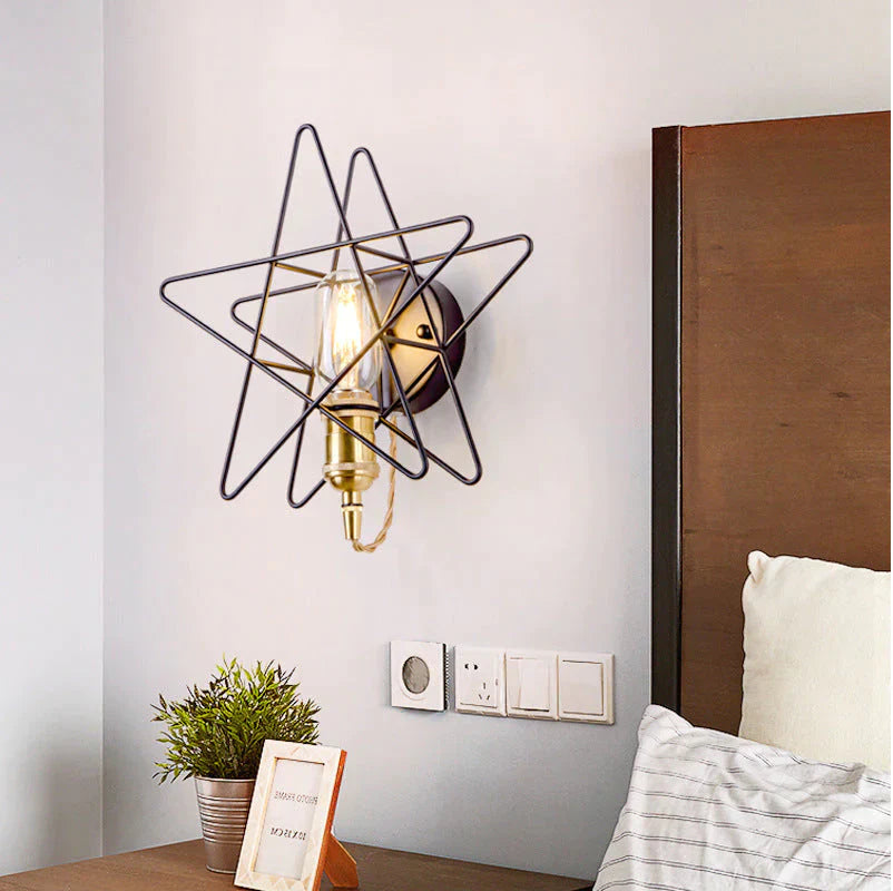 Simple and Creative Star Copper Wall Lamp Bedroom Bedside Postmodern ...